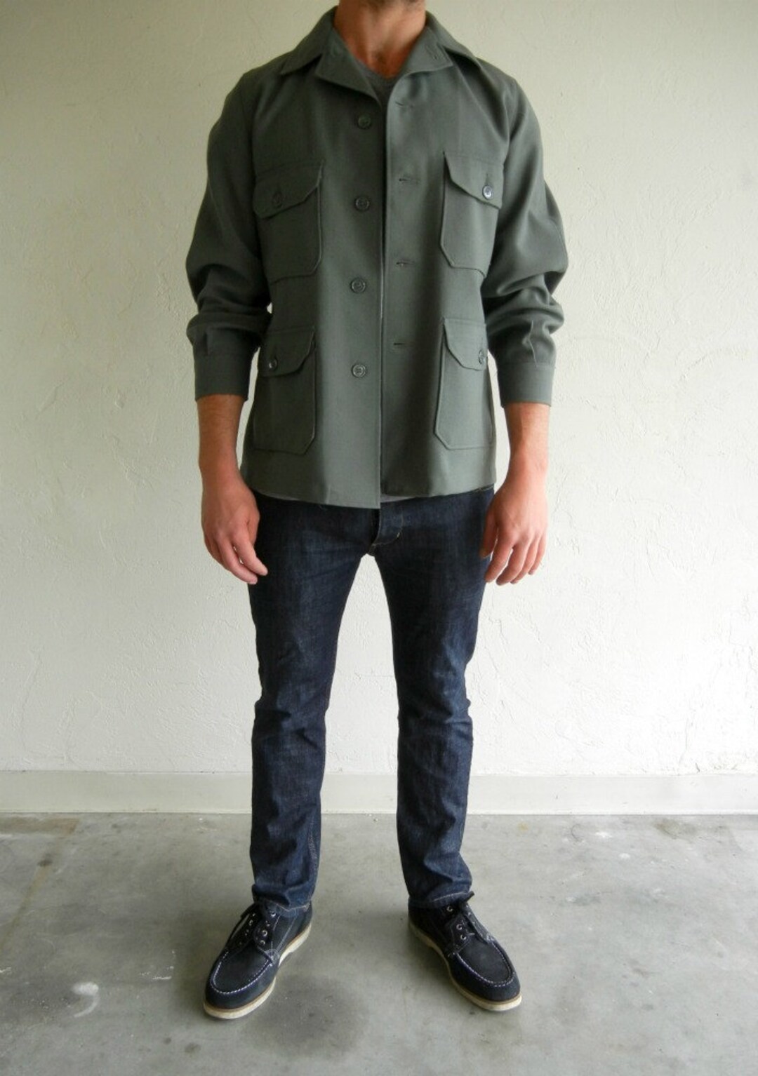 Grey 4-pocket Utility Jacket - Etsy