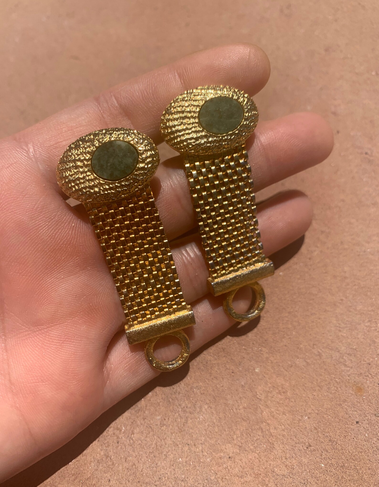 Dante Mesh Wrap Around Gold Plated Green Stone Vintage Cuff - Etsy