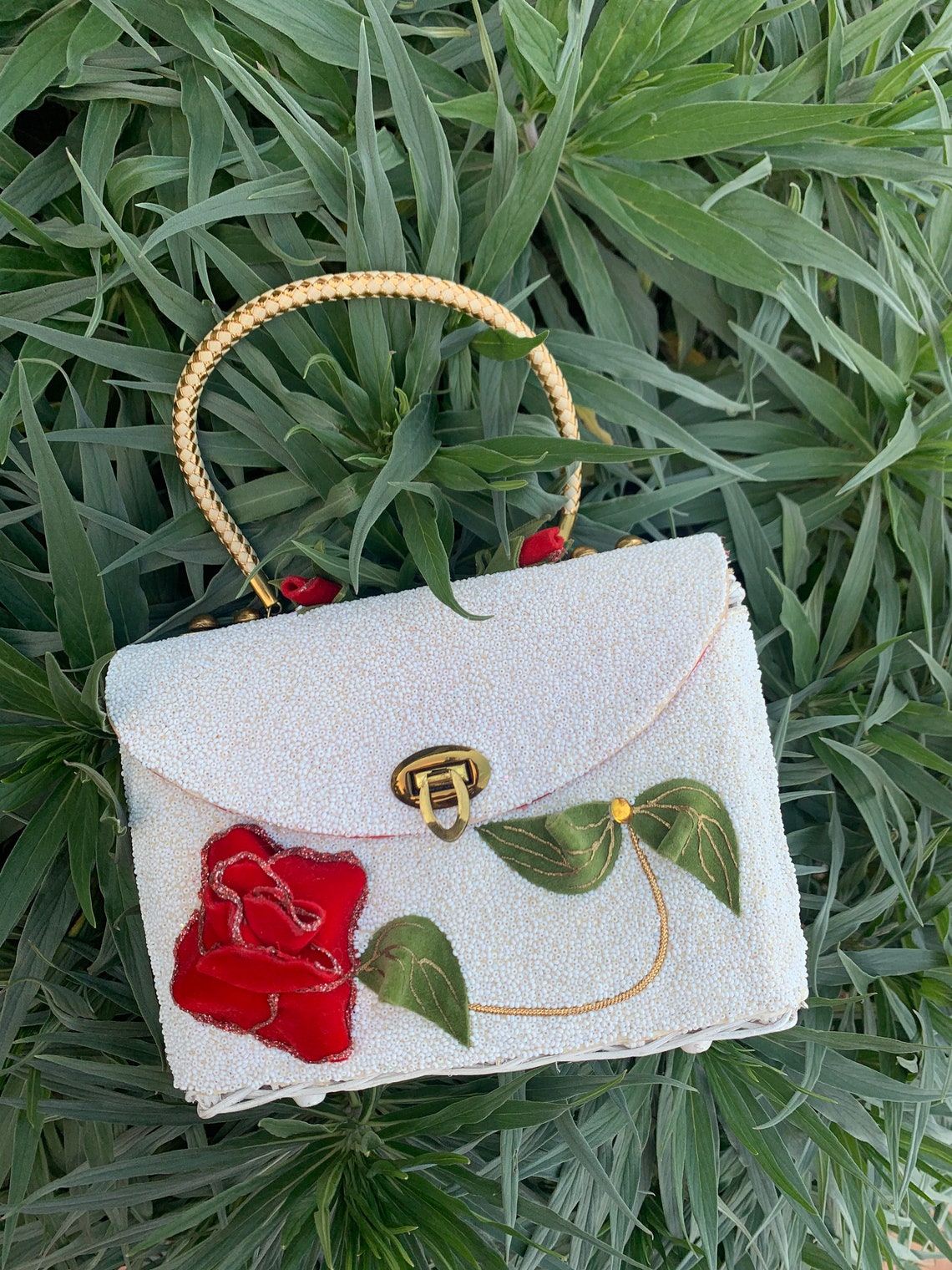 Midas of Miami Vintage 1950s White Wicker Purse Handbag With | Etsy