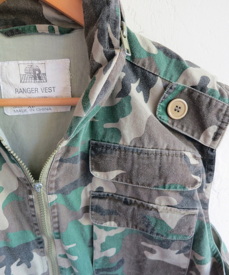 Ranger Vest Camo Print Camoflauge Hunting Vintage Army Vest With Hood ...