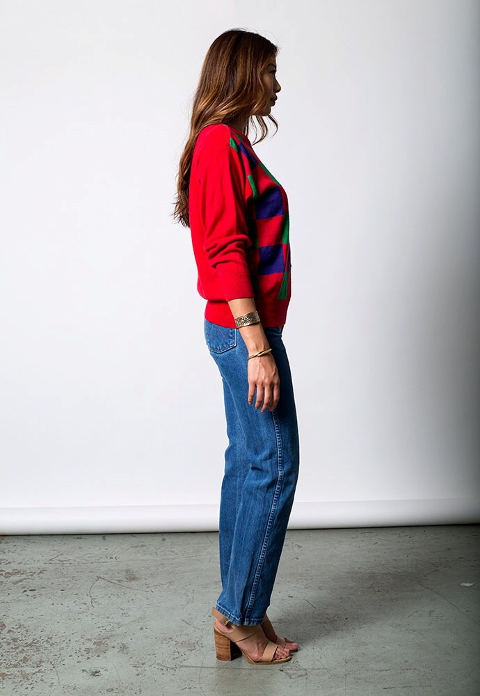 Red Purple Green Checkered Vintage Golf Pullover Sweater - Etsy