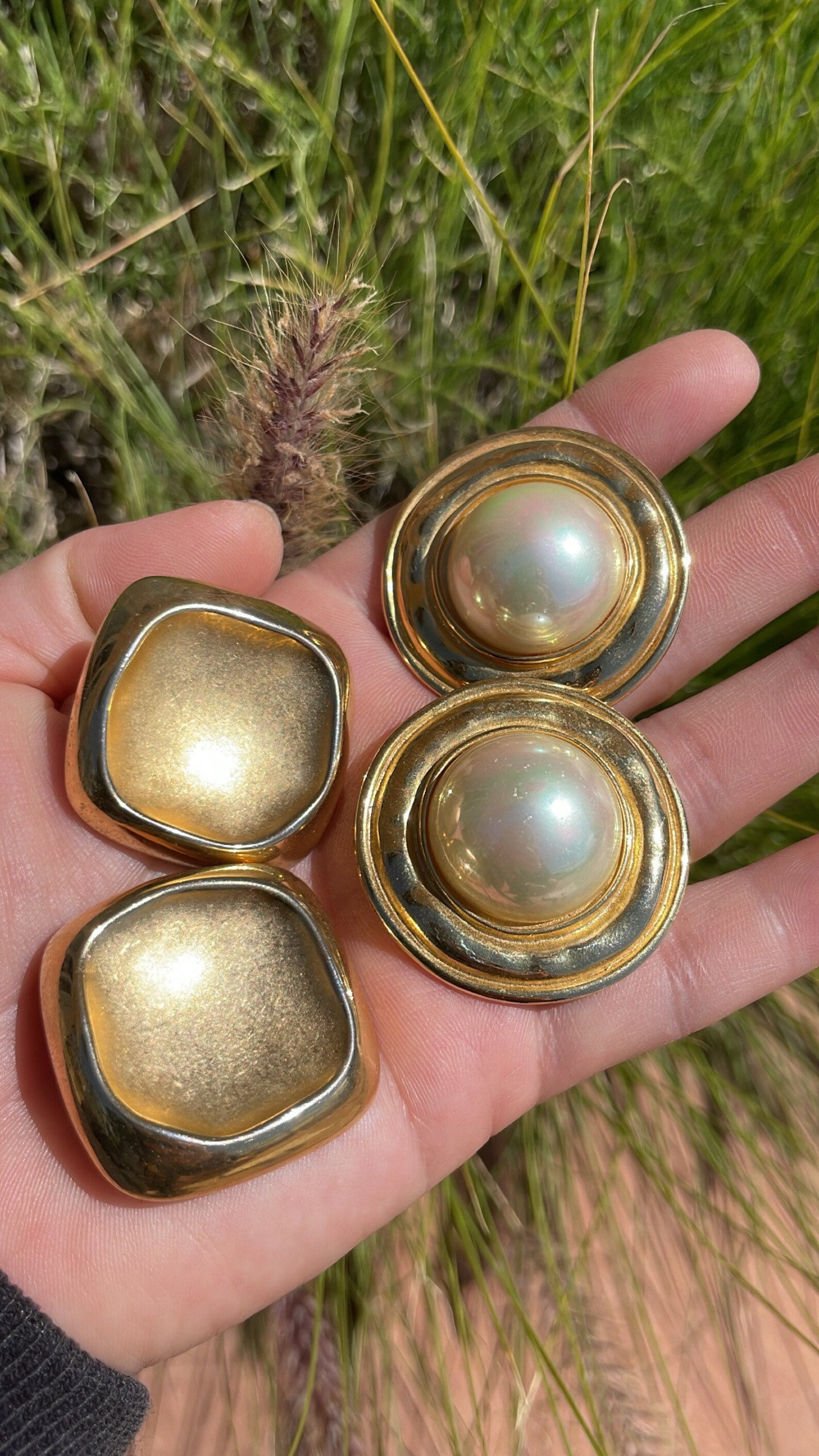 Erwin Pearl Concave Gold Plated Vintage 90s Square Clip on - Etsy