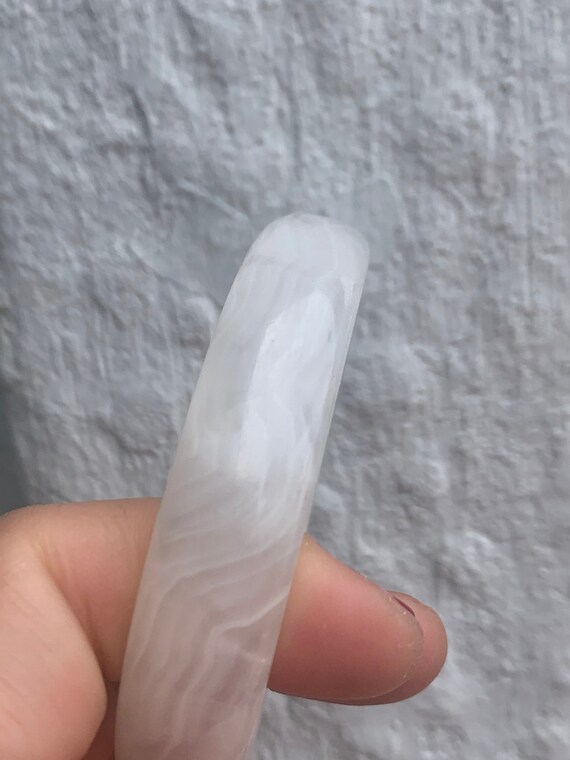 Translucent Clear Milky Swirl Chinese Jade Vintage Ba… - Gem