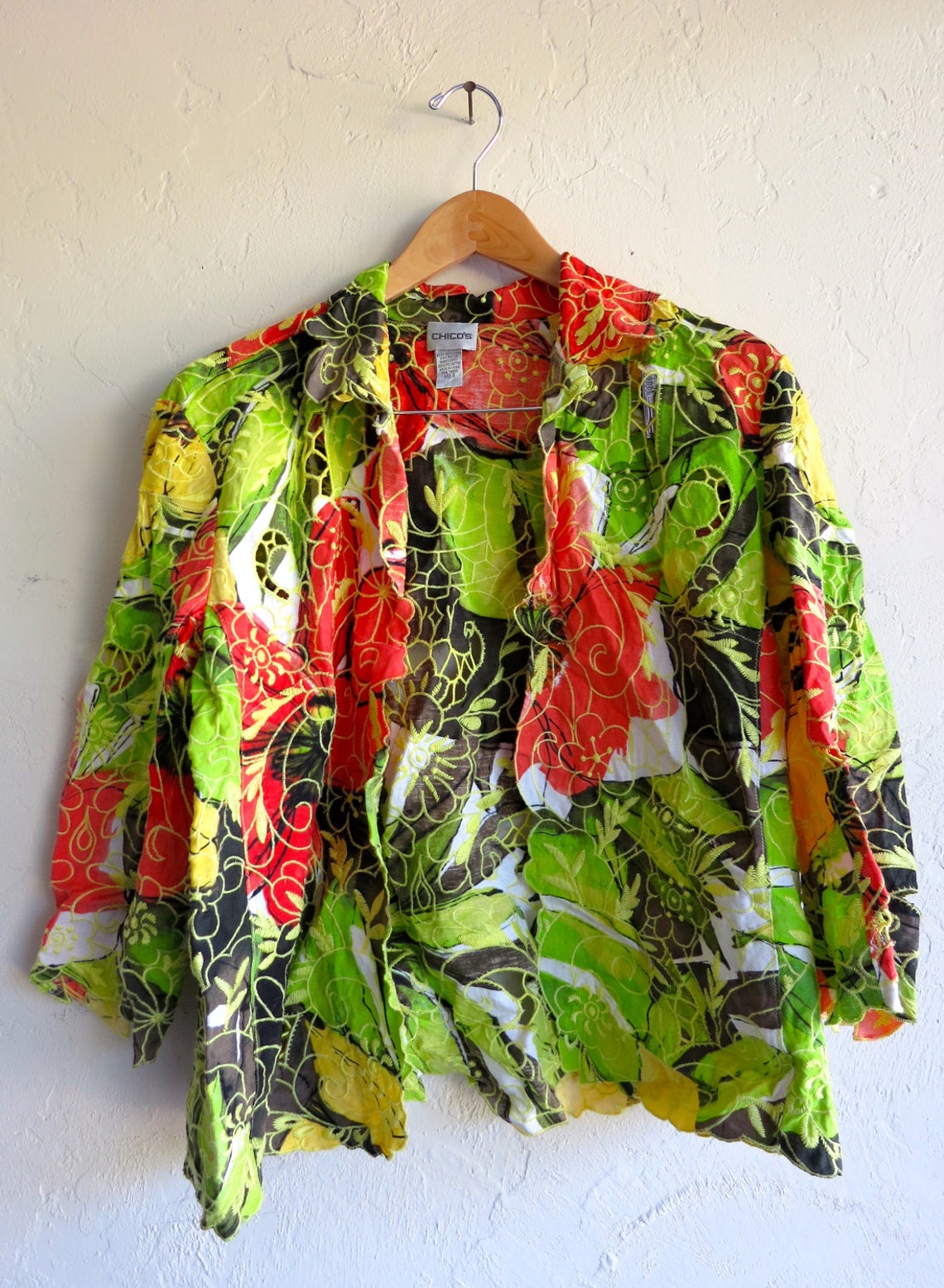 The Neon Green and Orange Floral Cut-out Jacket - Etsy