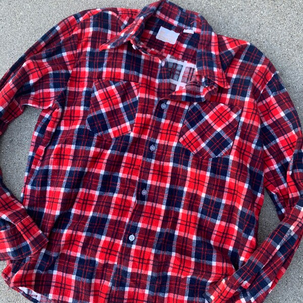 Red and Blue Flannel Shirt - Etsy