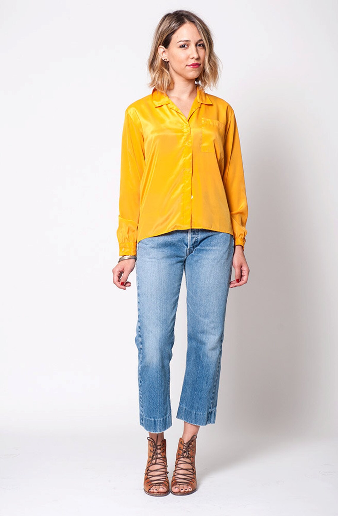 The Vintage Mustard Yellow Button up Shirt - Etsy