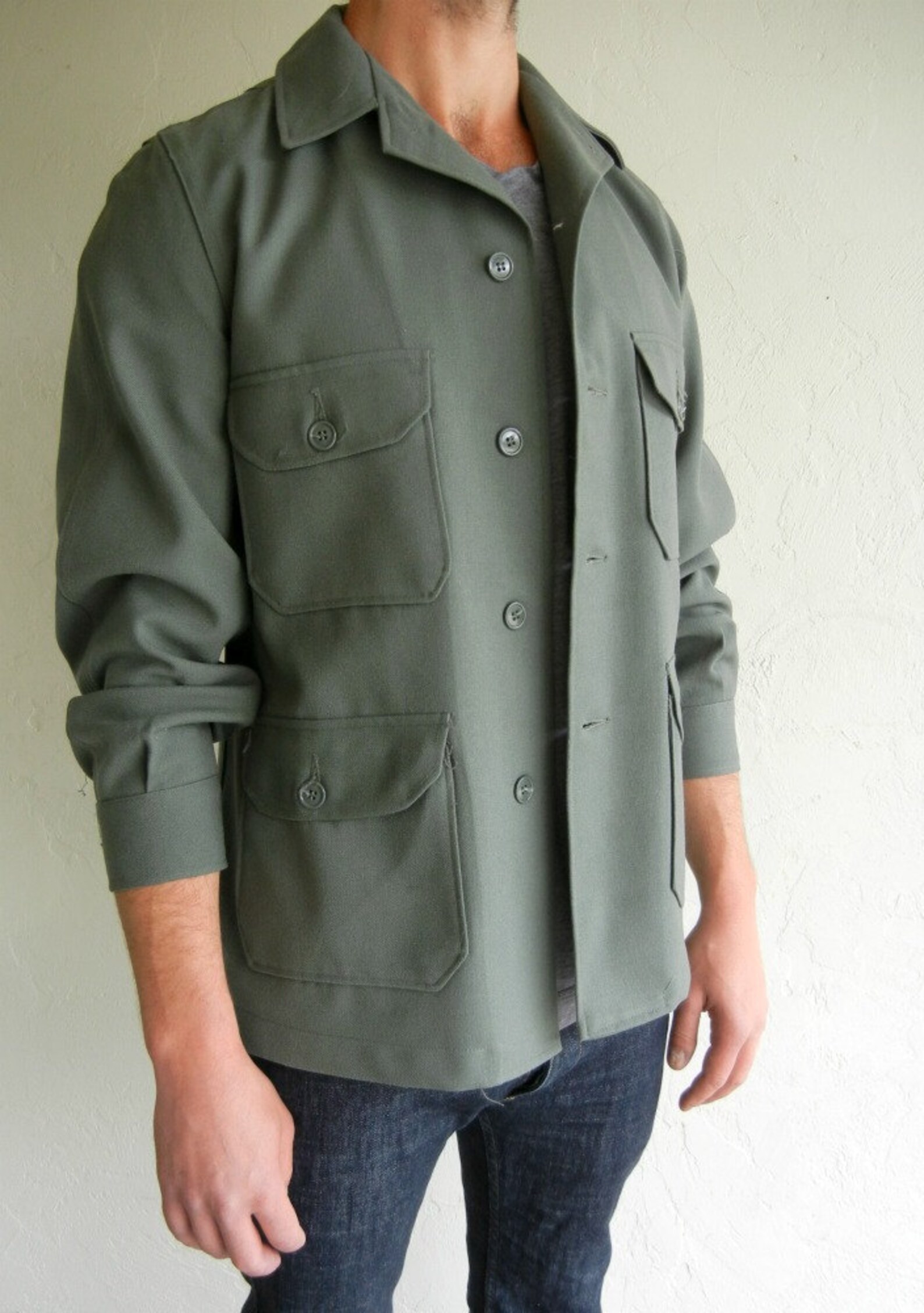 Grey 4-pocket Utility Jacket - Etsy