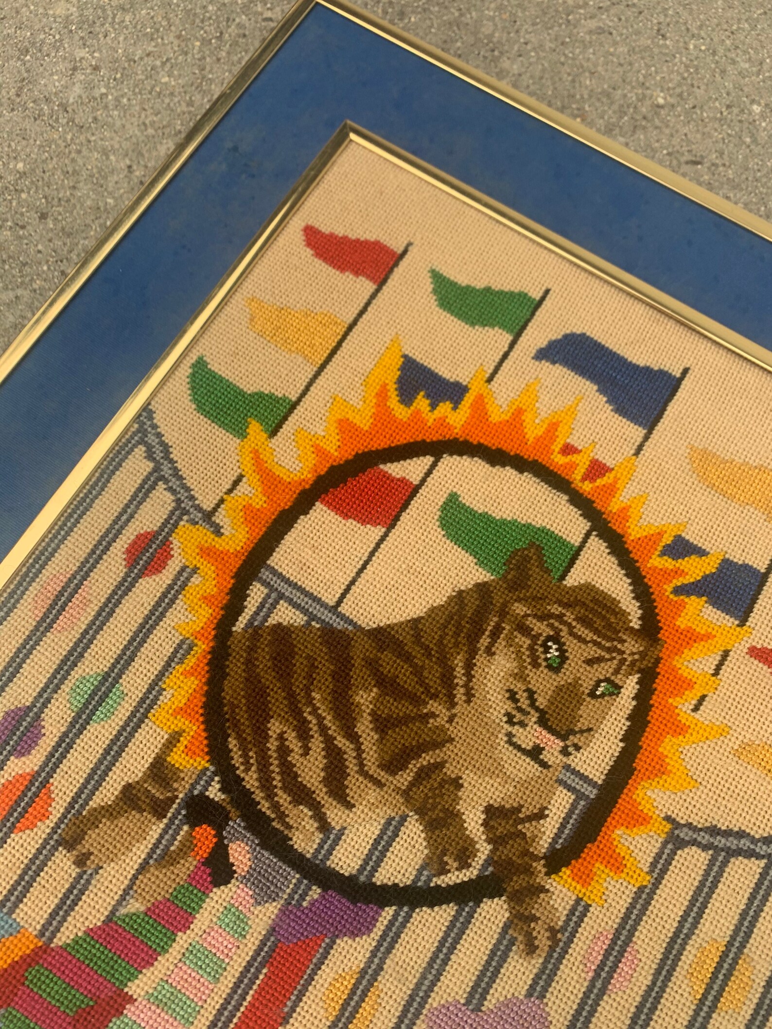 Circus Scene Tiger Fire Ring Clowns 1980 Vintage Framed - Etsy