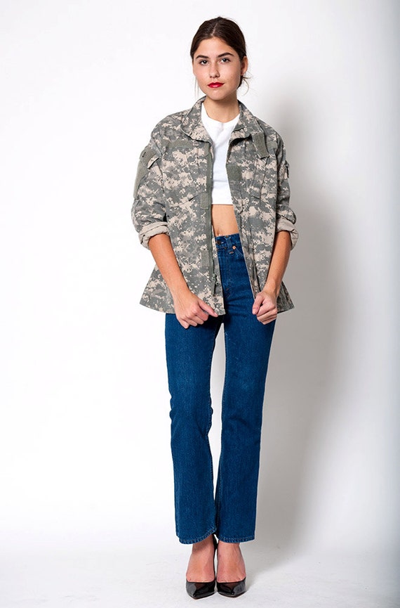 Camouflage Army Vintage Green Digital Camo Print Jack… - Gem