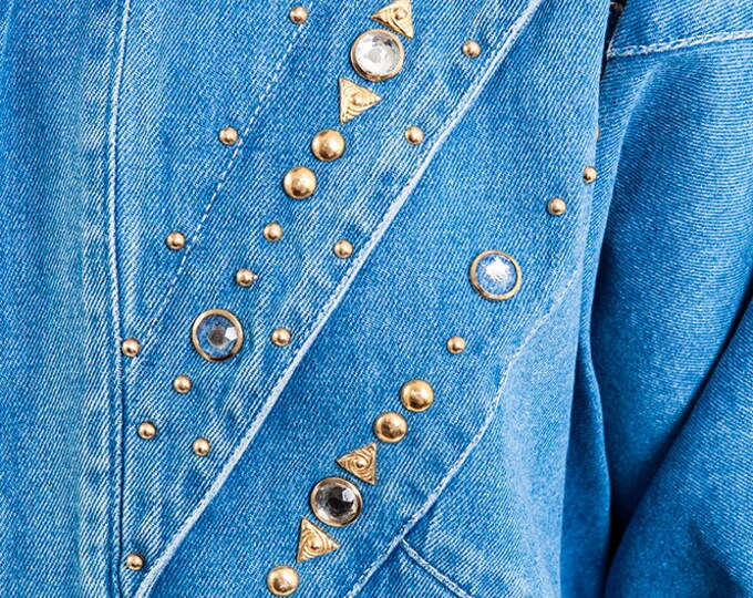 Crystal Studded 1980s Glam Vintage Denim Jacket Jean Jacket - Etsy