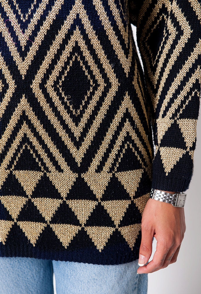 The Vintage Black and Gold Lux Sweater | Etsy