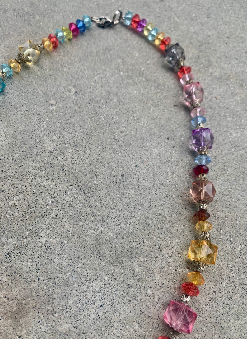 Rainbow Candy Colored Beaded Vintage Necklace - Etsy