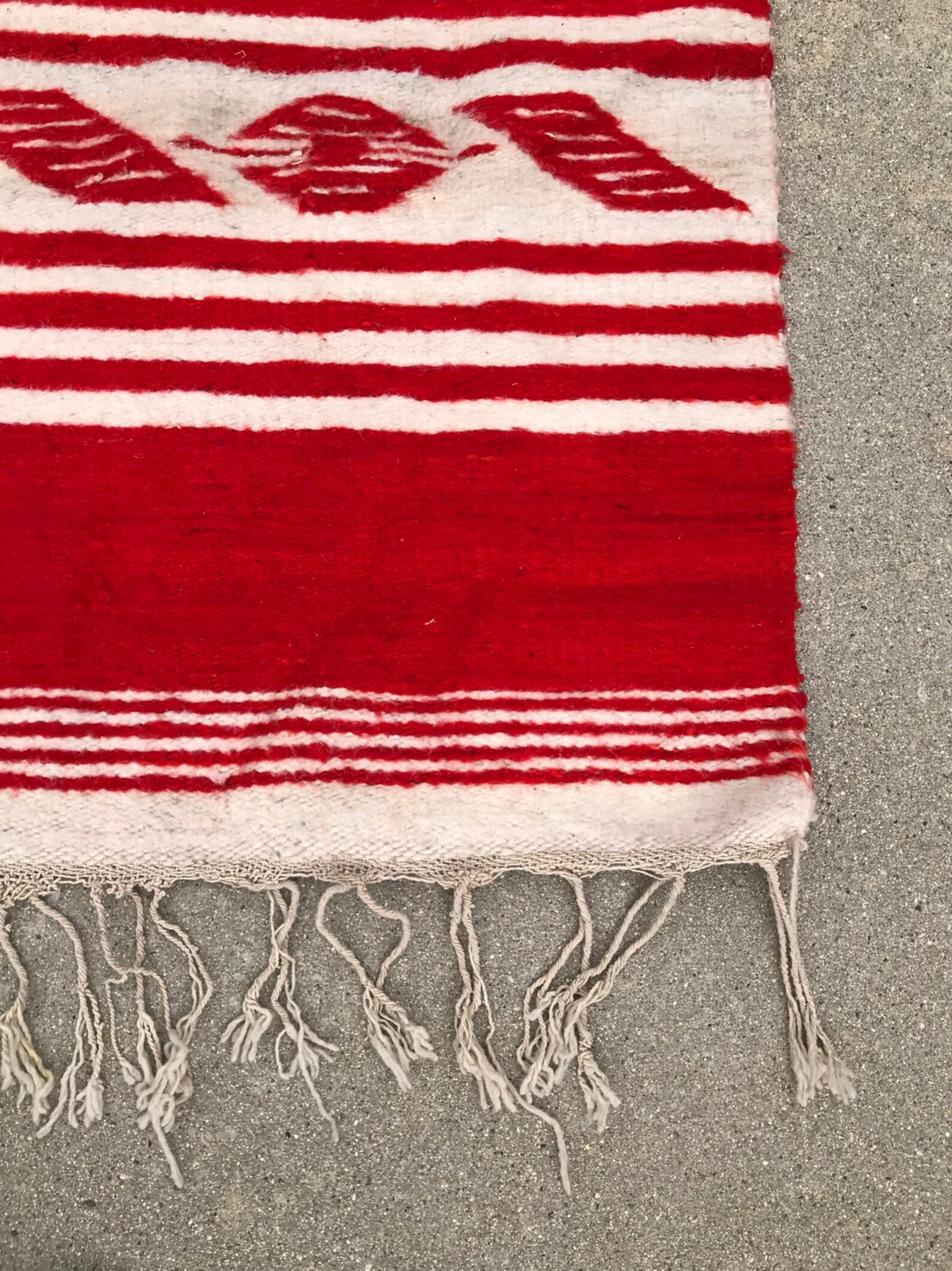 Vintage Vibrant Red and Beige Mexican Aztec Wool Blanket Rug - Etsy
