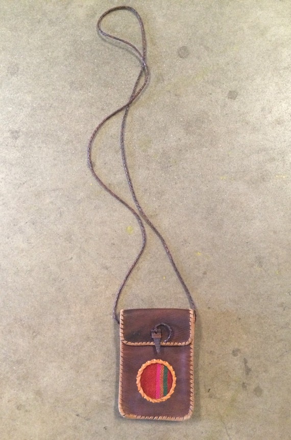 Brown Leather Leather Vintage Small Pouch Travel Purse - Gem