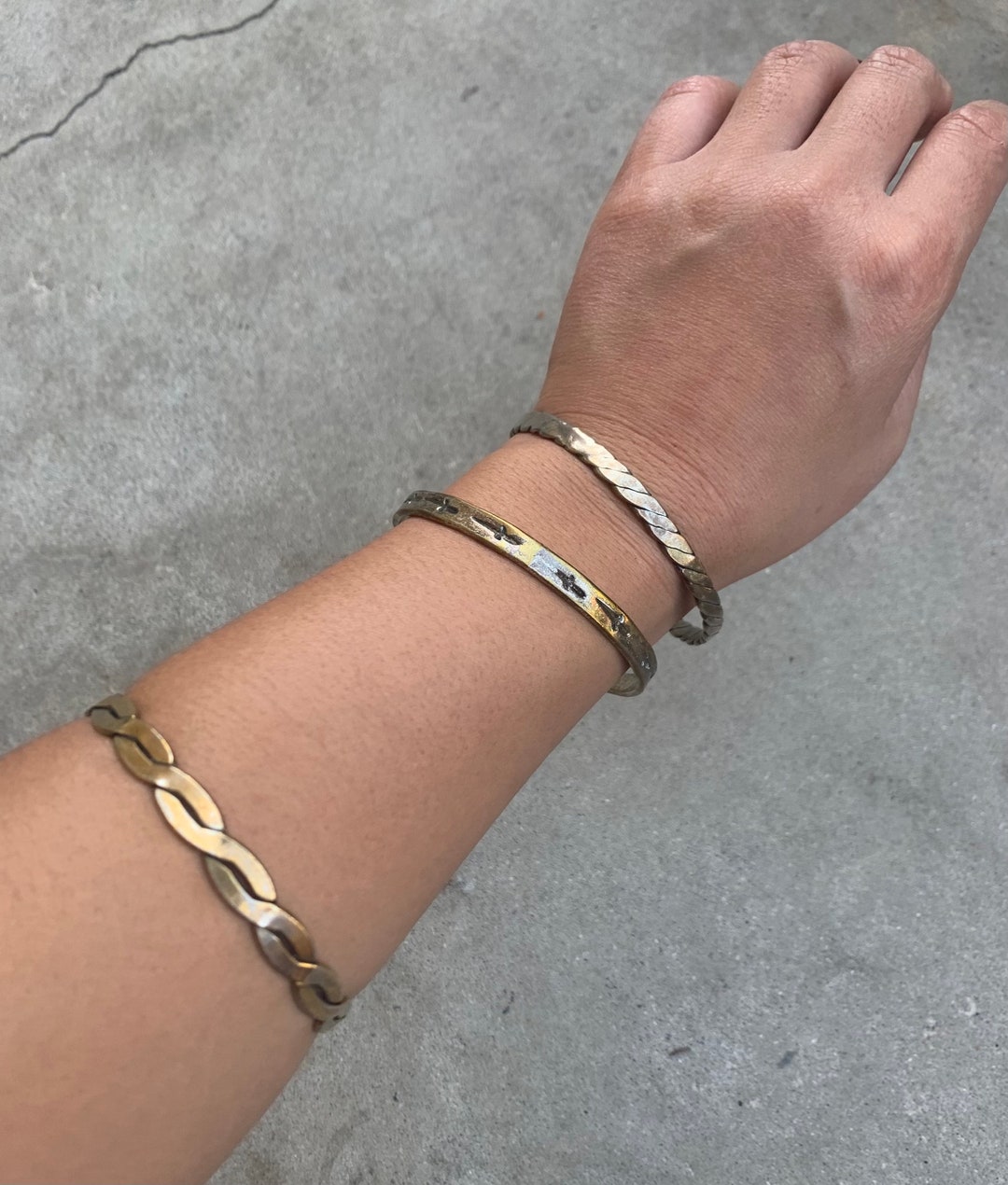 Gold Plated and Brass Made in Mexico Stamped Vintage Bangle Bracelets ...