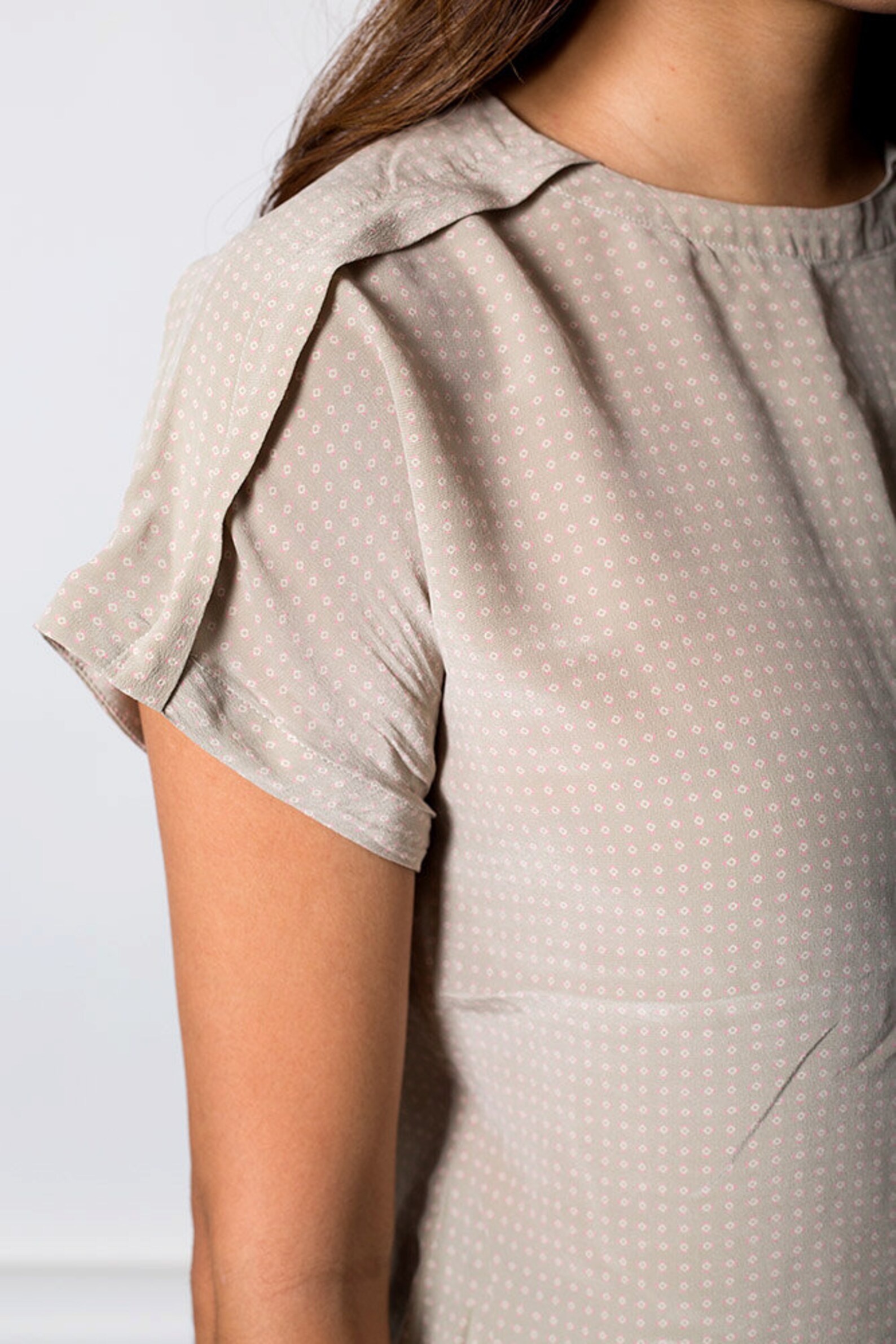 Silk Vintage Beige Miniature Diamond Print Blouse Top - Etsy