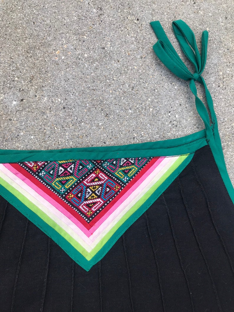 Southeast Asian Vintage Black Bohemi Dress With Neon Embroidery - Etsy