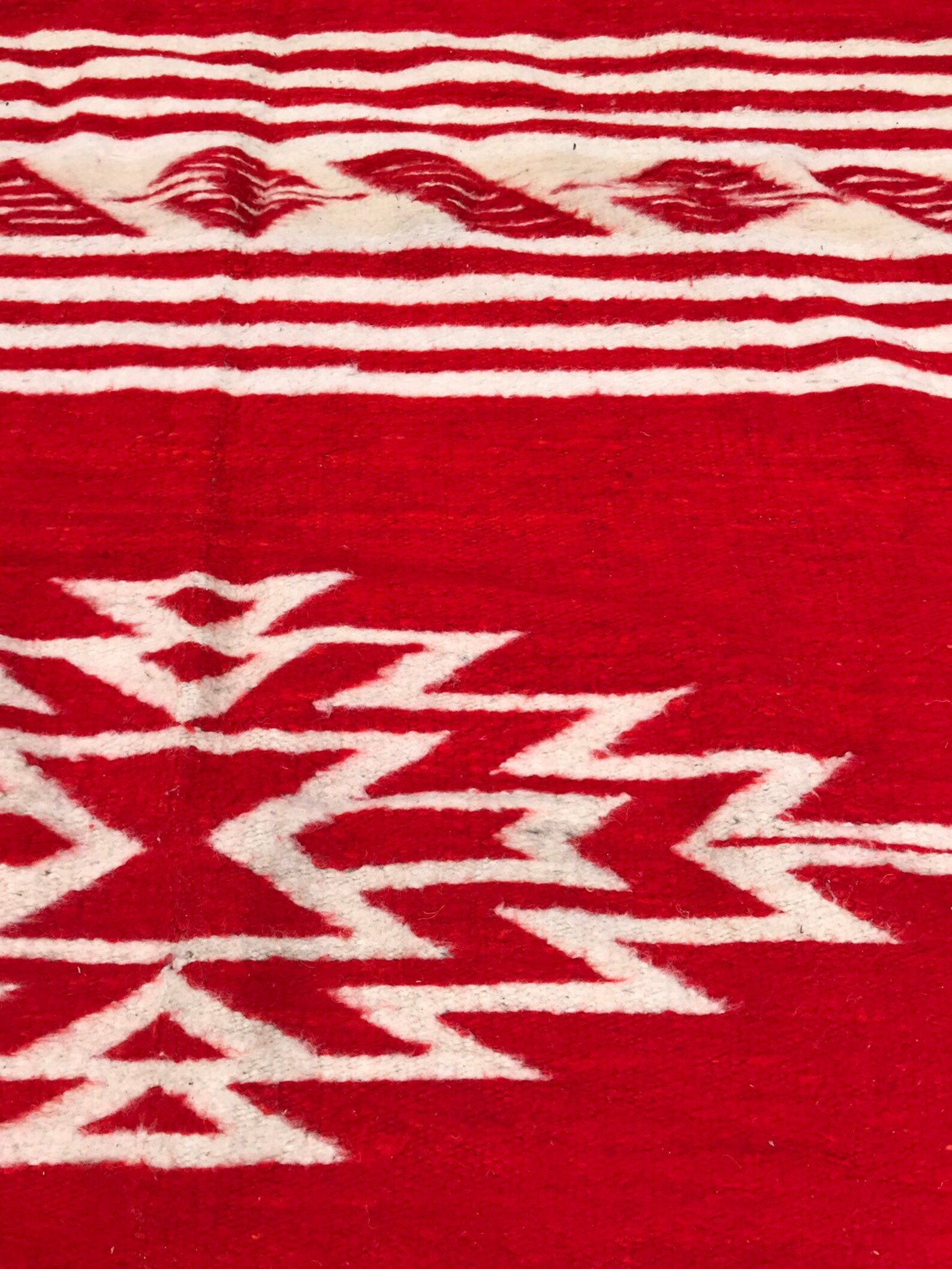 Vintage Vibrant Red and Beige Mexican Aztec Wool Blanket Rug | Etsy