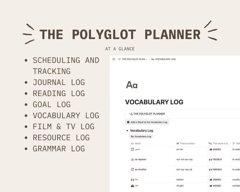 2026 | the Polyglot Planner | Notion Template for Language Learning ...