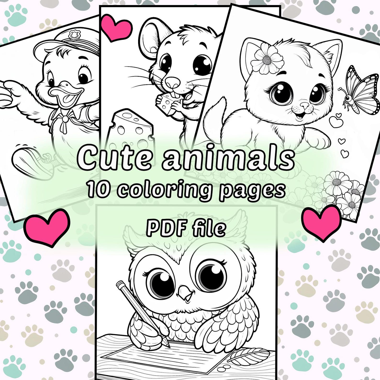 Cute Animals Coloring Book for Kids - Etsy