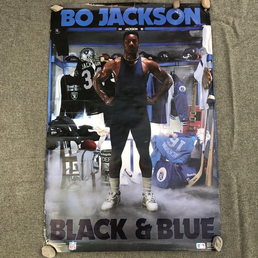 Vintage Bo Jackson Poster Black and Blue 80s 1989 Poster - Etsy