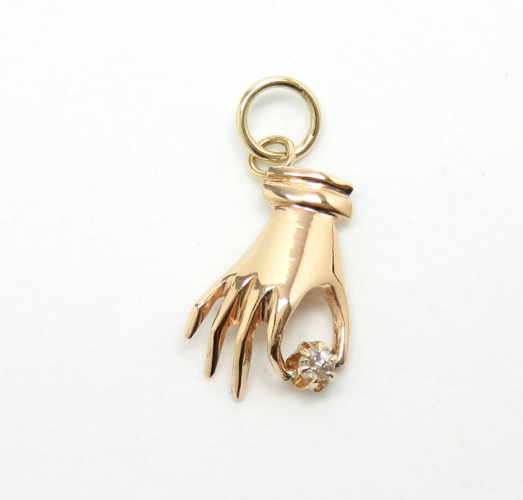 Victorian 14k Gold Diamond Hand Pendant; Victorian Pendant; Victorian ...