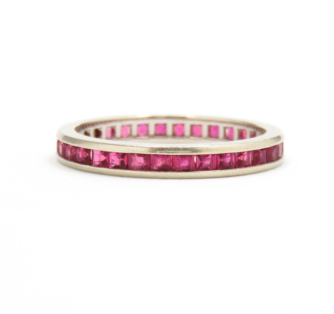 14k Gold Ruby Eternity Band 14k Gold Ring Ruby Stacking Ring Vintage ...