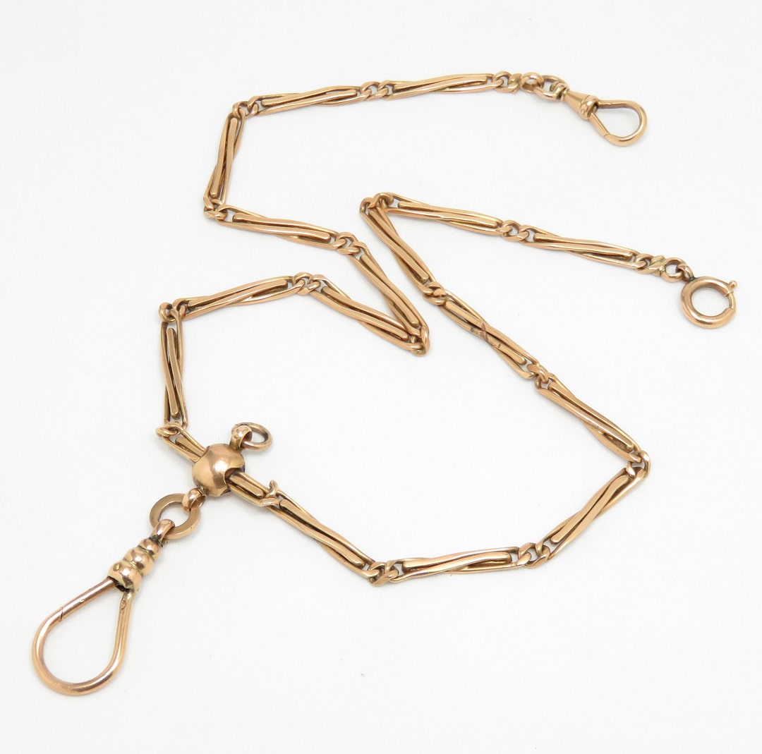 Victorian 14k Gold Heavy Watch Fob and Dog Clip Victorian Necklace ...