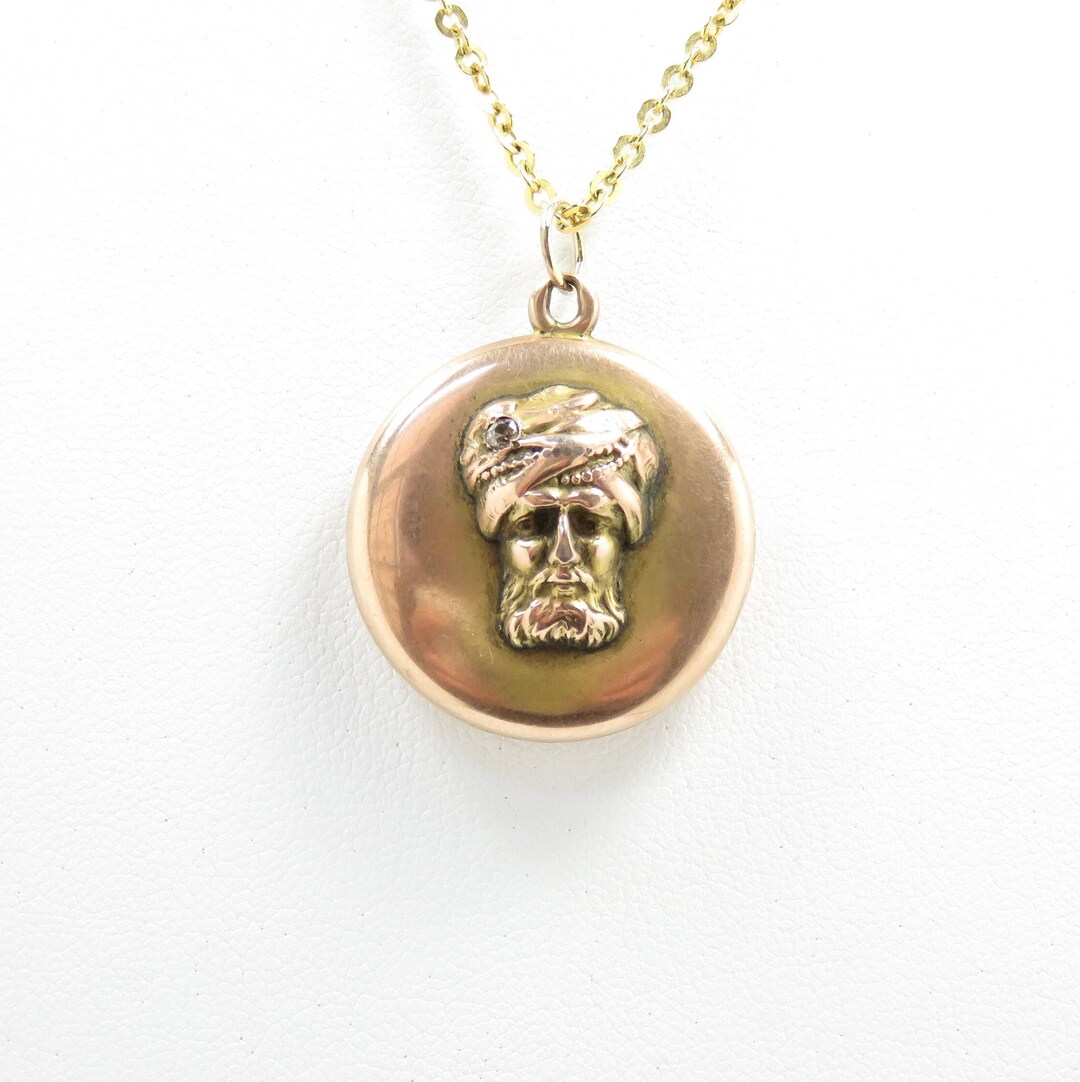 Victorian 10k Gold and Diamond Locket Turbaned Man Locket Victorian ...