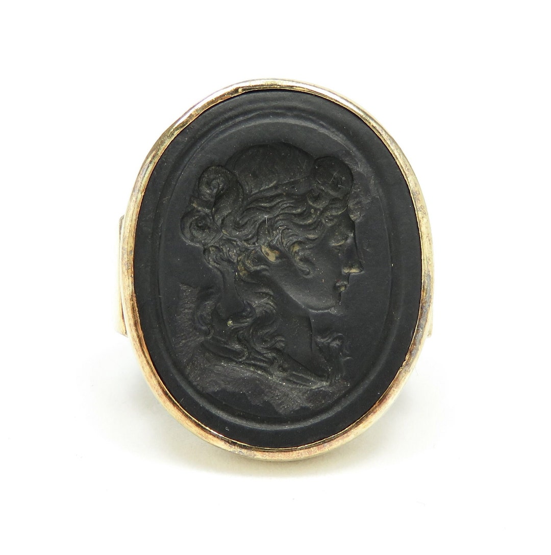 Antique Wedgewood 12k Gold Intaglio Ring; Antique Basalt Intaglio Ring ...