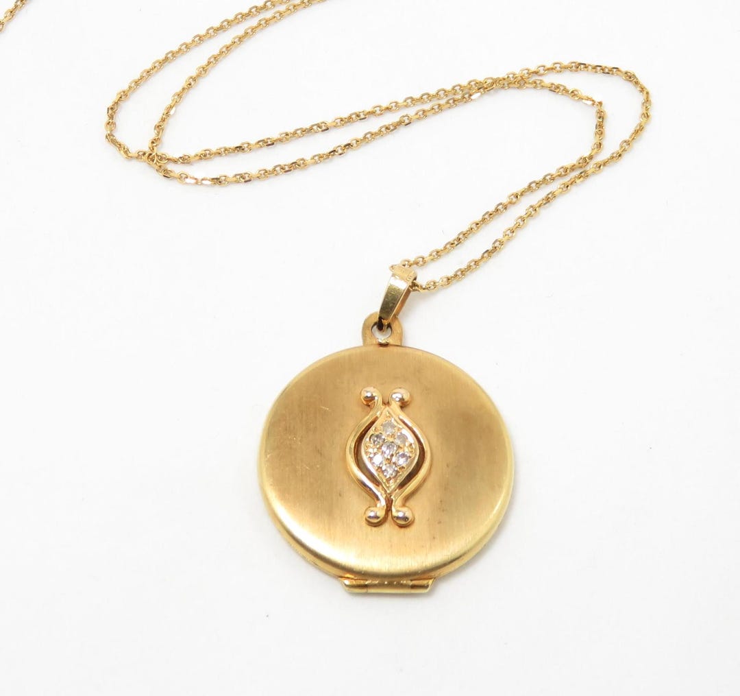 West German 14k Gold and Diamond Locket; Antique Locket; Victorian ...