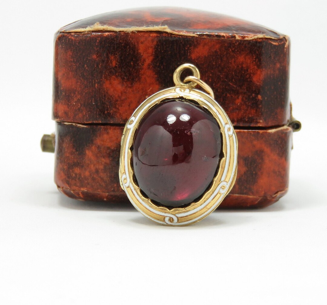 Victorian 18k Gold Garnet Locket Red Gemstone Locket Antique Locket ...