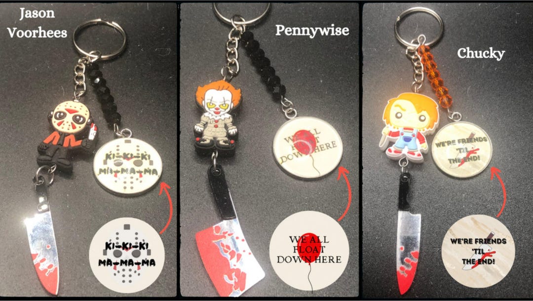 Horror Movie Character Keychains, Halloween, Jason Voorhees, Freddy ...