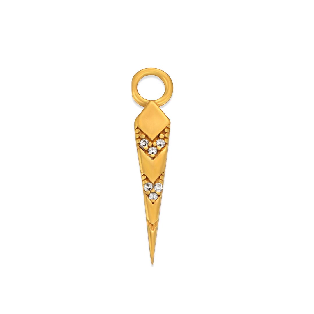 14K Gold Spike Charm • Sterling Silver, Zircon Accent - Etsy