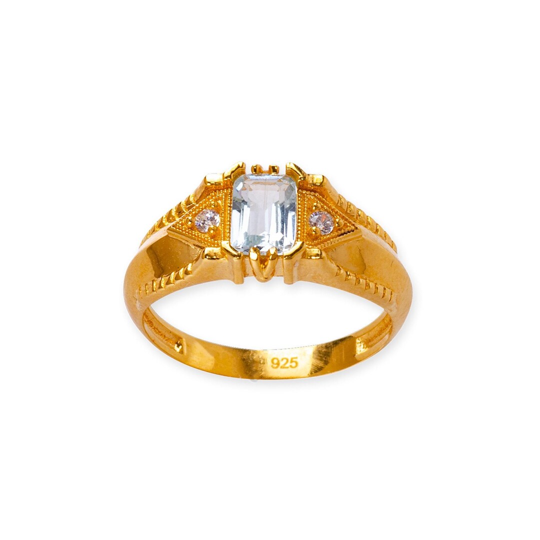 Blue Topaz Ring • Art Deco Statement Band • Thoughtful Gift for Her ...