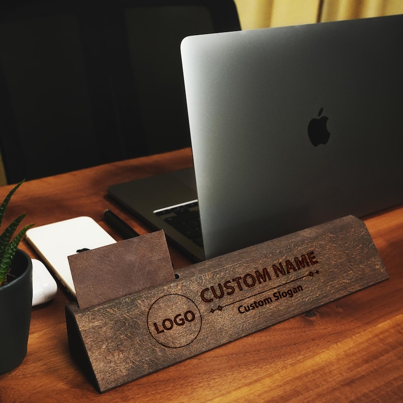 Personalized Office Desk Name Sign, Wooden Desk Name Plate, Anniversary ...