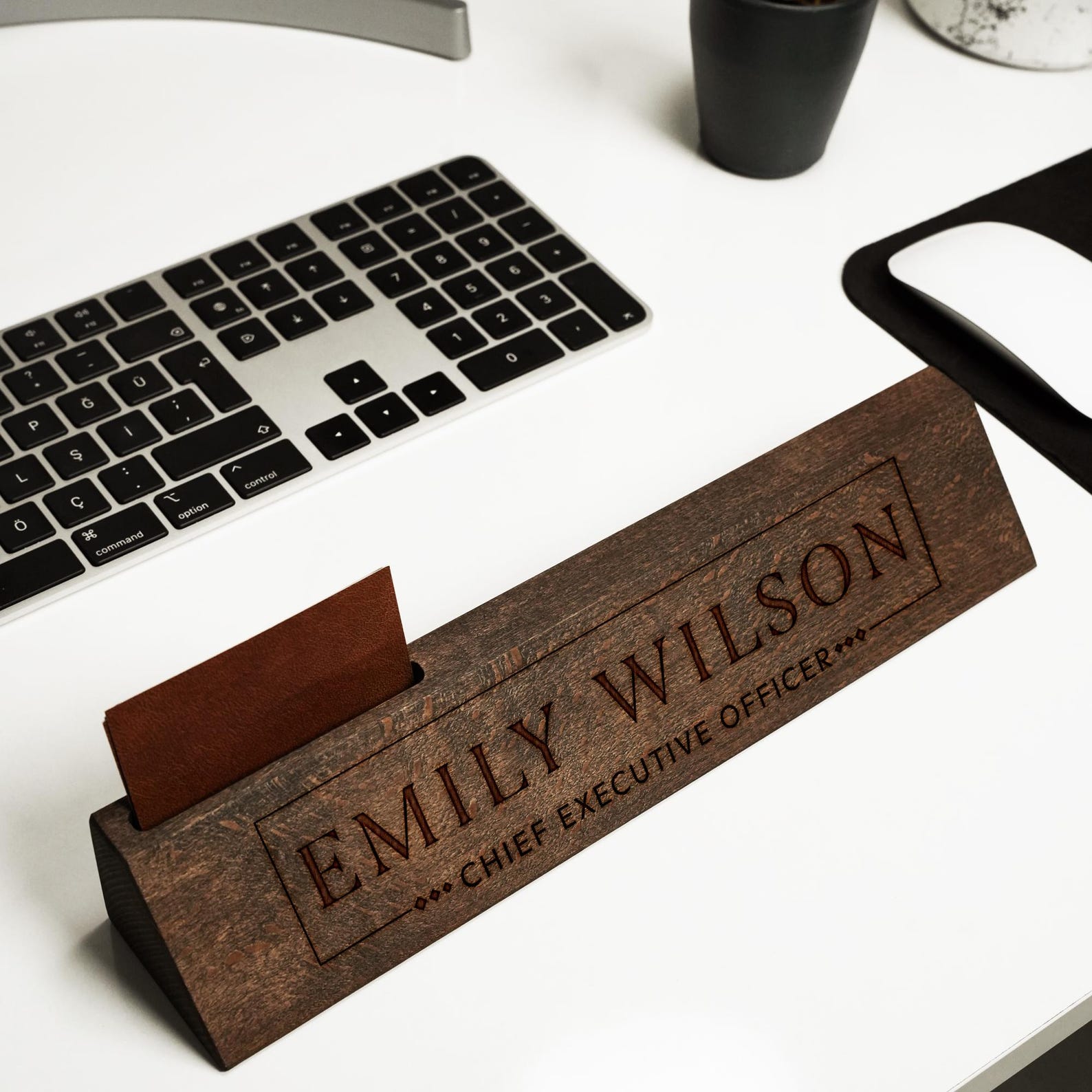 Personalized Office Desk Name Sign, Wooden Desk Name Plate, Anniversary ...