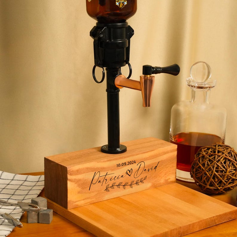 Custom Engraved Wood Liquor Dispenser With Whiskey Glasses: Handmade ...