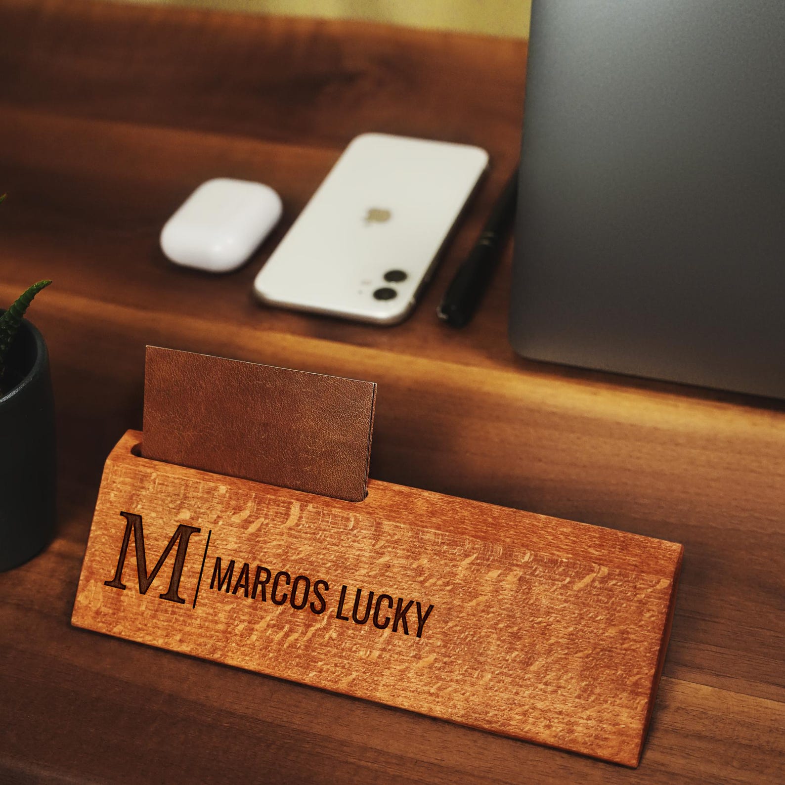 Personalized Beech Wood Desk Name Plate, Laser Engraved Office Decor - Etsy