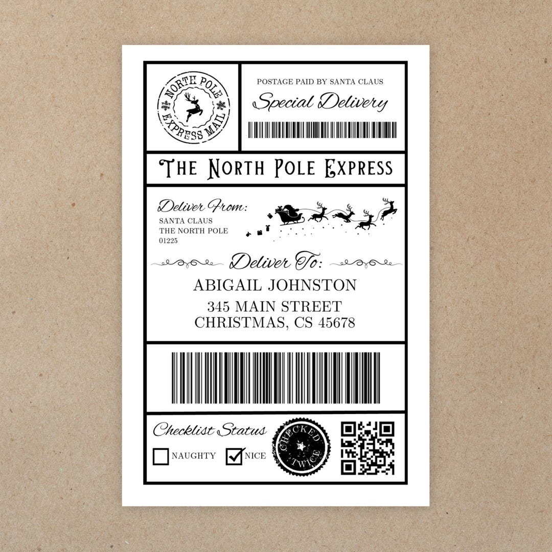 Custom Santa Shipping Label - Holiday Magic (digital Download) - Etsy