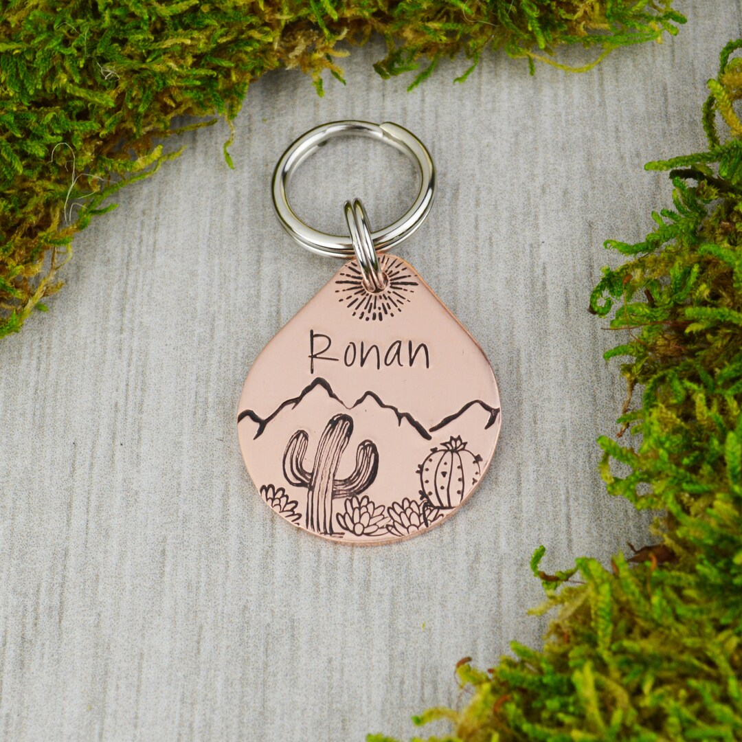 Desert Landscape Handstamped Pet ID Tag • Personalized Pet/dog ID Tag ...