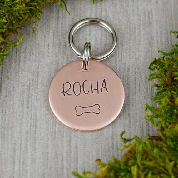 Dog Bone Handstamped Pet ID Tag Personalized Pet/dog ID Tag | Etsy