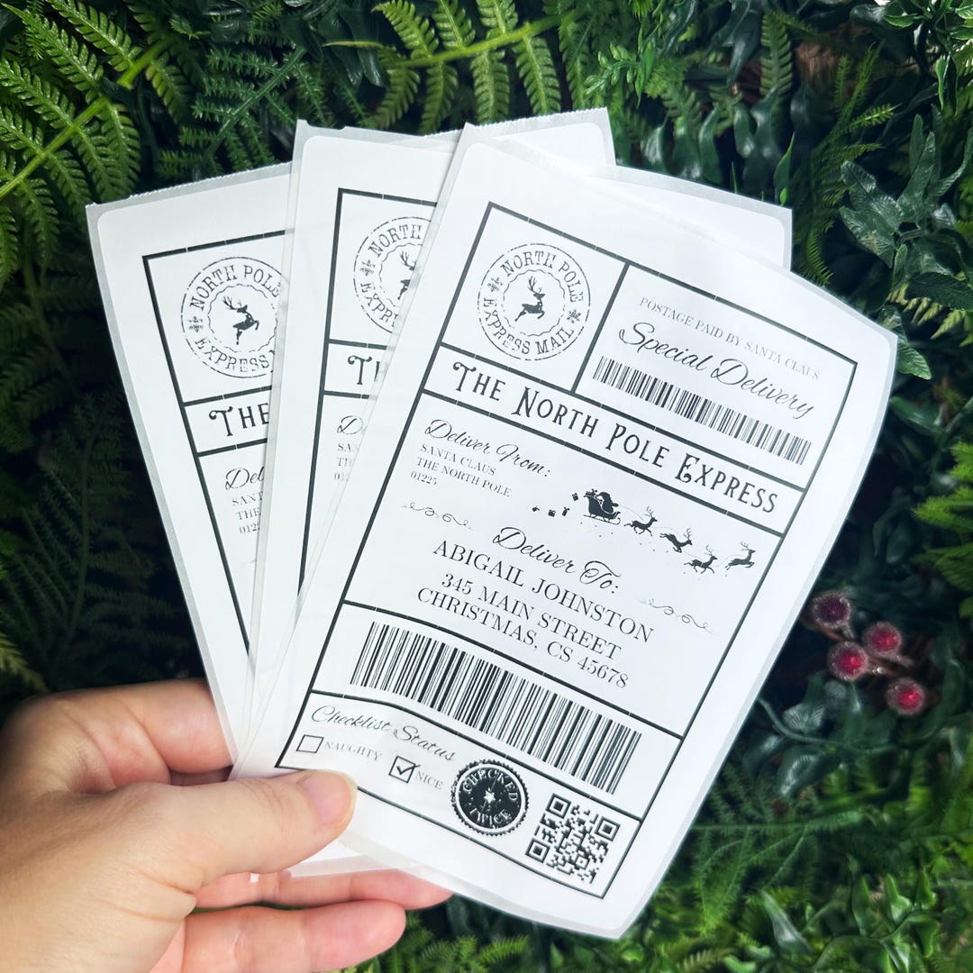 Custom Santa Shipping Label - Holiday Magic (physical Printed Labels) - Etsy