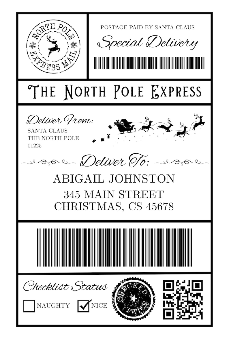 Custom Santa Shipping Label - Holiday Magic (digital Download) - Etsy
