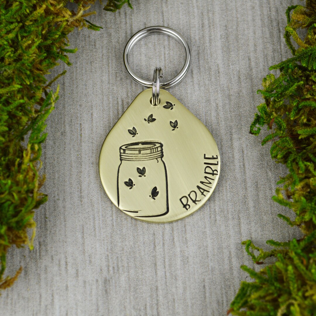 Handstamped Pet ID Tag: Catching Fireflies, Personalized Dog Collar Tag ...
