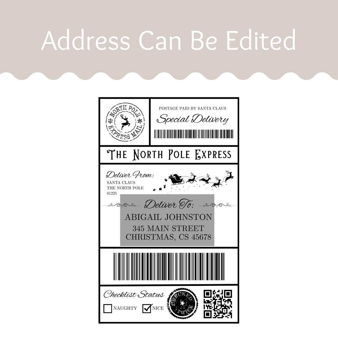Custom Santa Shipping Label - Holiday Magic (digital Download) - Etsy