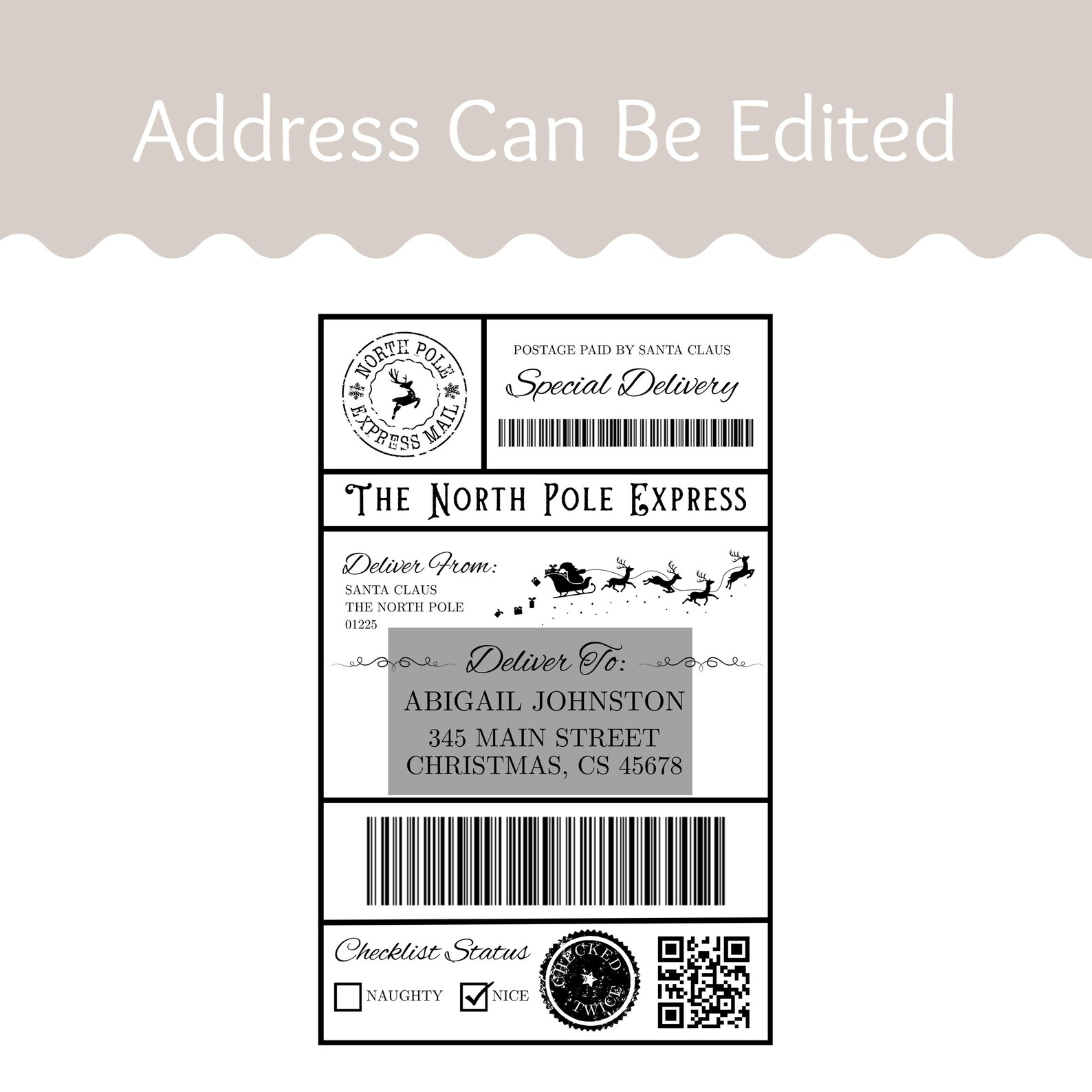 Custom Santa Shipping Label - Holiday Magic (digital Download) - Etsy