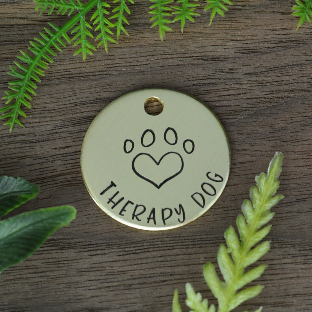 Therapy Dog Tag • Double Sided Dog Collar Tag • Simple Pet Tag ...