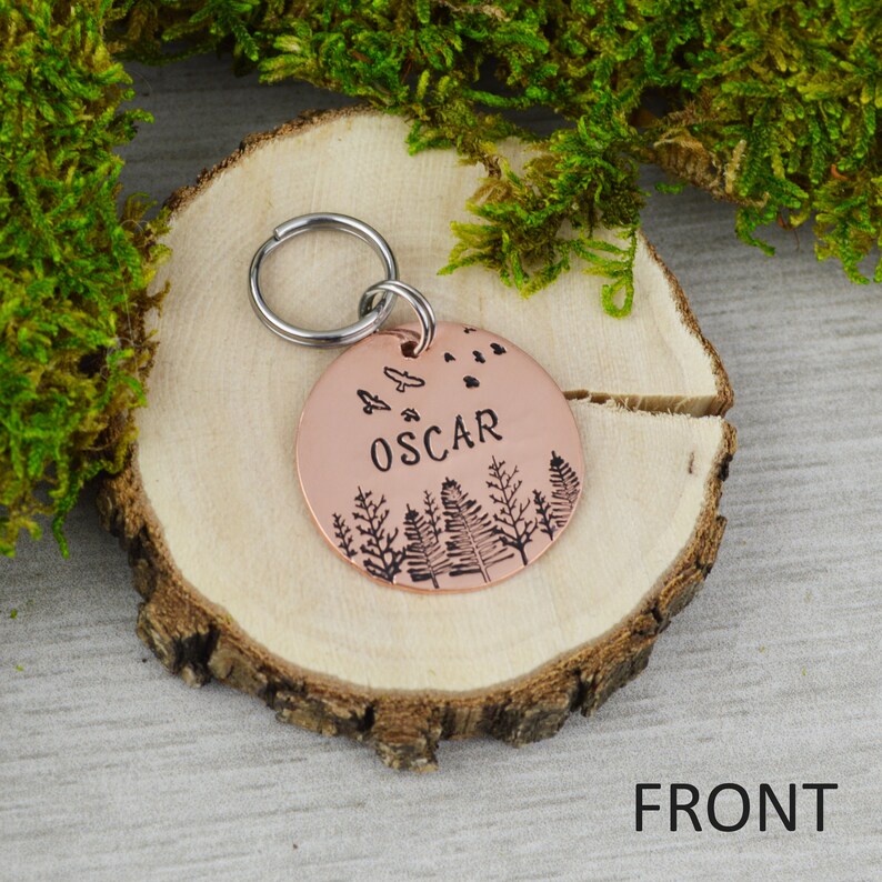 In the Forest Handstamped Pet ID Tag Personalized Pet/Dog ID | Etsy