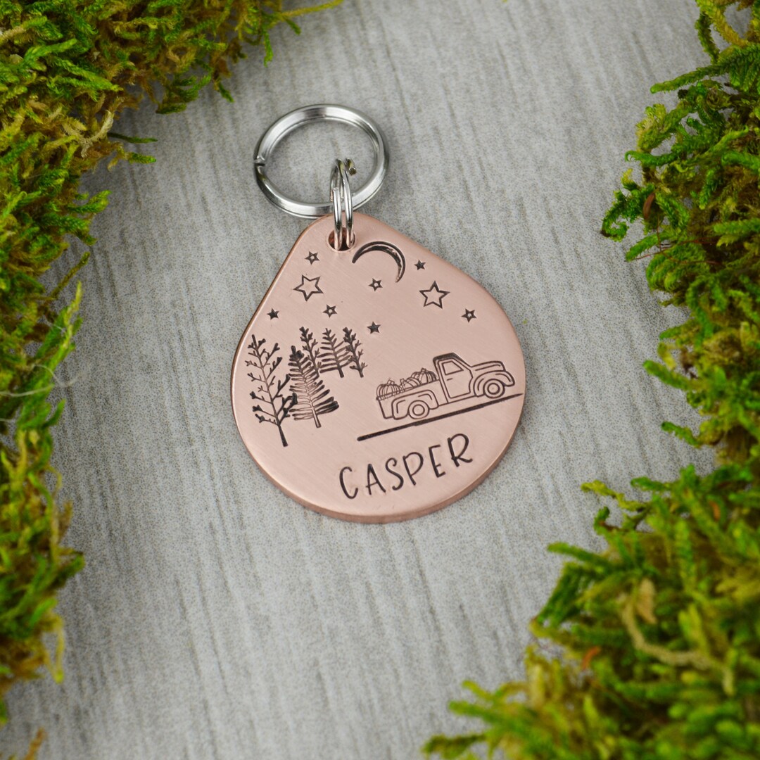Autumn Evening Handstamped Pet ID Tag • Personalized Pet/dog ID Tag ...
